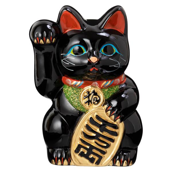 招猫といったら常滑焼。という事でずんぐりとした愛嬌のある、定番の形の招猫を入荷いたしました。開運招福家運隆盛商売繁盛千客万来日本人の幸せを支えてきた招き猫たち。黒い招猫は除難免災。右を上げているのはお客を招きます。１台で飾っても、サイズ違い...