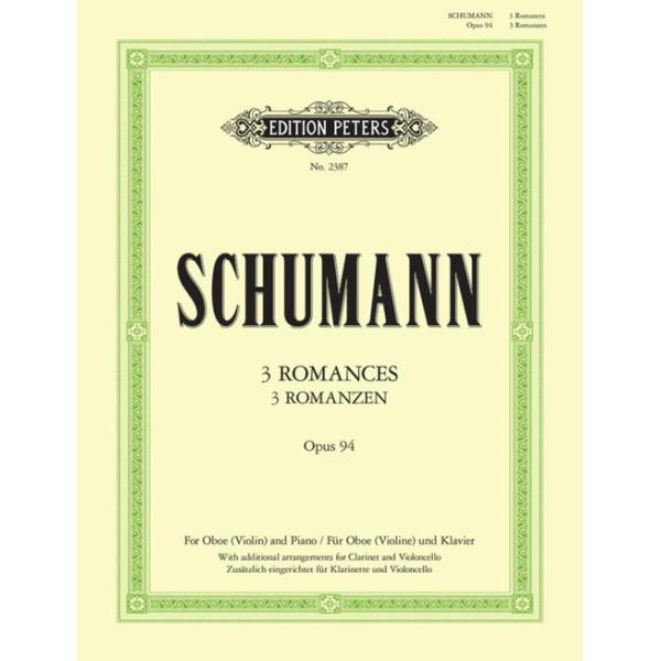 ■原題または洋題：THREE ROMANCES FOR OBOE OP.94■作曲者：ロベルト・シューマン（Robert Schumann）■演奏時間：約11分00秒■出版社による設定グレード：--■出版社：Edition Peters■納...