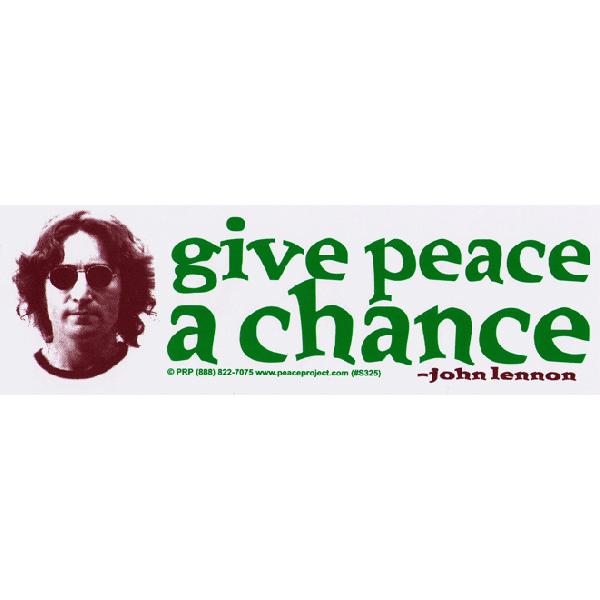 「GIVE PEACE A CHANCE」意味：平和のためチャンスをくださいSIZE：w25.8X h7.0cm屋外使用ＯＫ！耐水性のあるステッカーです。白色のビニール素材に印刷されています。バイクやメットはもちろん、車のバンパー、楽器、サ...