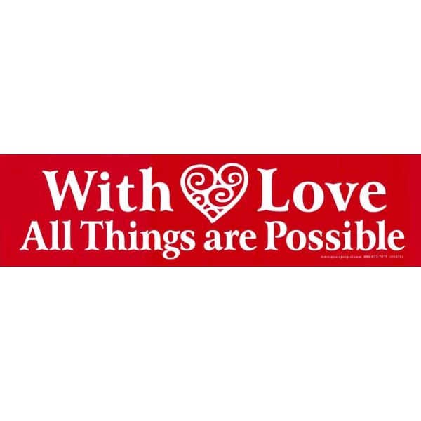 「With Love All Things are Possible」意味：愛があれば何でもできるSIZE：Ｗ25.4　X　Ｈ7.6屋外使用ＯＫ！耐水性のあるステッカーです。白色のビニール素材に印刷されています。バイクやメットはもちろん、自...