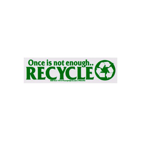 「Once is not enough RECYCLE」意味：リサイクルは一度では足りないSIZE：Ｗ14.2　X　Ｈ4.0cm屋外使用ＯＫ！耐水性のあるステッカーです。白色のビニール素材に印刷されています。バイクやメットはもちろん、自転車...