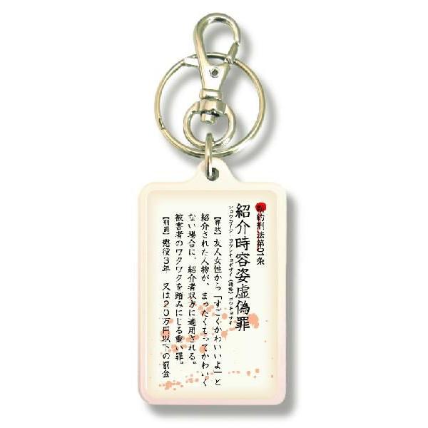 SIZE:W3.3cm H5cm※新約刑法ステッカーは全てフィクションです。屋外使用ＯＫ！耐水性のあるステッカーがキーホルダーの両面に張られています。便利な2WAYなので鍵と一緒はモチロン、カバンや携帯など色々なところでお楽しみ下さい。