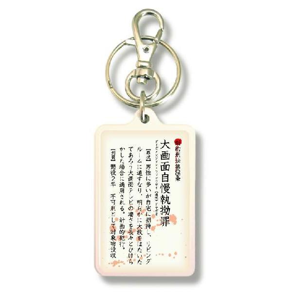 SIZE:W3.3cm H5cm※新約刑法ステッカーは全てフィクションです。屋外使用ＯＫ！耐水性のあるステッカーがキーホルダーの両面に張られています。便利な2WAYなので鍵と一緒はモチロン、カバンや携帯など色々なところでお楽しみ下さい。