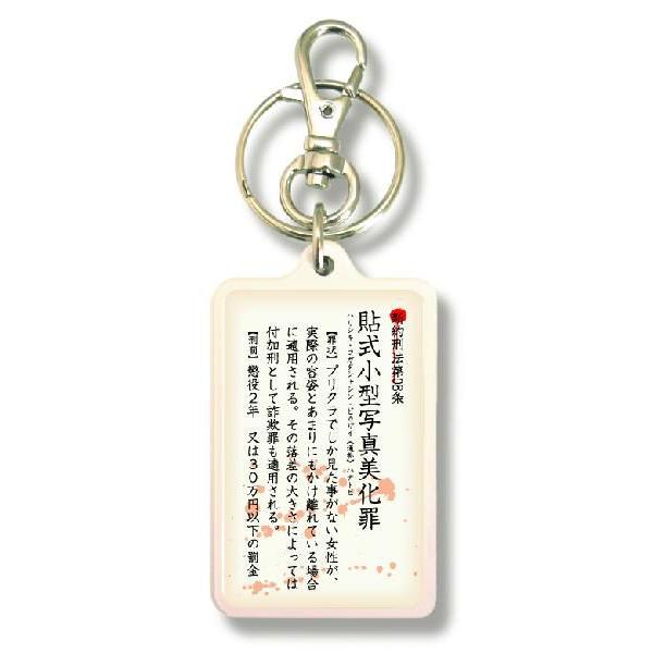 SIZE:W3.3cm H5cm※新約刑法ステッカーは全てフィクションです。屋外使用ＯＫ！耐水性のあるステッカーがキーホルダーの両面に張られています。便利な2WAYなので鍵と一緒はモチロン、カバンや携帯など色々なところでお楽しみ下さい。