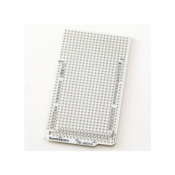 外形とコネクタ位置をArduinoに揃えた白いユニバーサル基板です。オリジナルのArduinoシールド基板が作成できます。Arduino MEGA用ですが、標準のArduinoにも使えます。色違いで2種類のバリエーションがあります。RoHS...