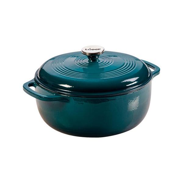 メーカー品番：EC6D38サイズ表示(クォート)：6カラー：ラグーン内径×深さ(mm)：266×120容量(L)：5.6質量(kg)：7.2底径(mm)：170本来の重厚な鋳鉄の鍋にエナメルコーティング(2層ガラスコーティング)を施したエナ...