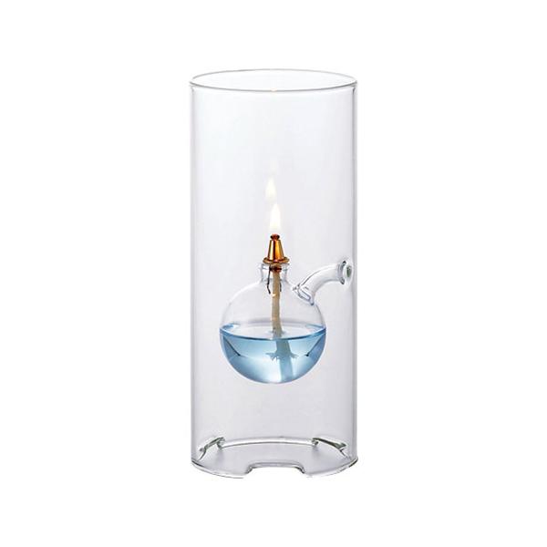 ●燃焼時間10時間 ●ガラスの筒の中に丸い球体が浮いたようなユニークなデザイン ●サイドの注入口からオイルを補充することができる■商品詳細サイズ：直径85×高さ200mmベース「材質：耐熱ガラス」口金「材質：真鍮・メッキ」芯「材質：グラスフ...