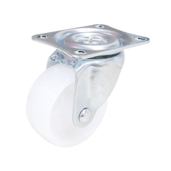 軽荷重用として主に運搬台車や、店舗什器、家具、複写機等その他一般産業用に数多く使用されています。軽荷重用の汎用キャスターです。ナイロン素材で長時間荷重がかかっても変形しづらいです。用途：軽荷重台車・棚取付ピッチ：55×42mm1ケあたり許容...