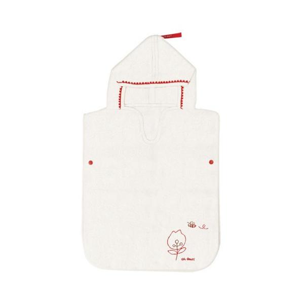 元気にとぶミツバチは幸せを運びます。大きめの刺繍がかわいいシリーズです。サイズ：約50×40cm（フード含まず）カラー：レッド素材：綿100％(ガーゼパイル)【Oh dear！】Oh dear！とは「おやおや」という意味です。可愛いイタズラ...