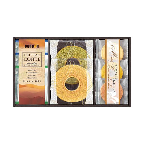 ▲商品の特性上、基本的にご返品を承ることが出来ません。何卒ご了承ください。（返品・キャンセル不可）大人気のドトールコーヒーとバウムクーヘンなどの洋菓子をセットにしました。ドトールは深煎りブレンドとキリマンジャロブレンドの2種類を楽しめます。...