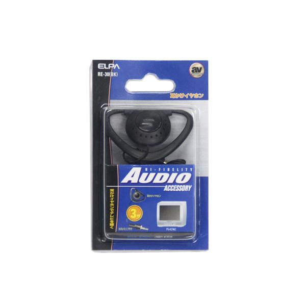 ●3.5φミニプラグ●耳かけイヤホン【仕様】金メッキ処理プラグ採用ケーブル長：3mカラー：ブラックエルパ / えるぱ / ELPA / 朝日電器 / あさひでんき