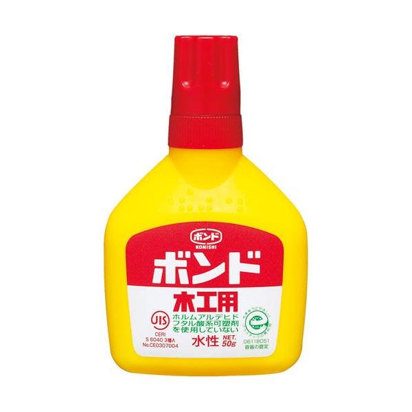 用途：木の接着に幅広く使える木工作50g特長：水性・乾燥後ほぼ透明・乾燥後切削可・ホルムアルデヒド・フタル酸系可塑剤を使用していないコニシ / こにし /