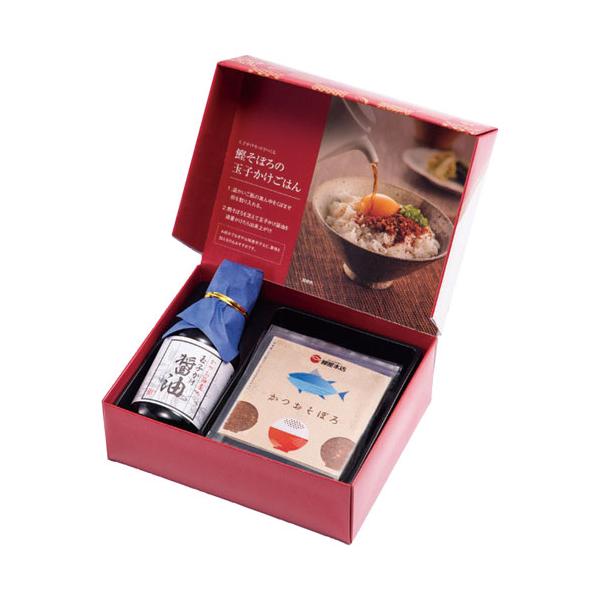 ▲商品の特性上、基本的にご返品を承ることが出来ません。何卒ご了承ください。（返品・キャンセル不可）玉子によく合う玉子かけ醤油と、旨味をたっぷり含んだ鰹そぼろのセットです。■商品内容玉子かけ醤油145ml×1本・鰹そぼろ(5g×5袋)重量：4...