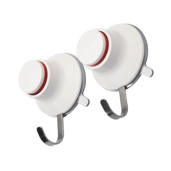 ボタンを押せば吸着力が復活！プッシュ式の吸盤です。■ 赤い目印が出たら、ボタンを押すことで吸着力が復活します■ 耐荷重4kgの超強力吸盤です■ フック部はサビに強いステンレスを使用しています■ 取付けられる所：  吸盤より大きいタイル、模様...