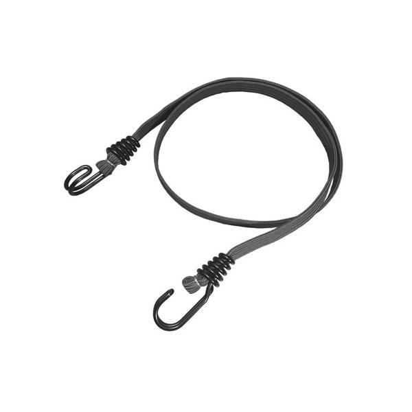 便利な金具付きゴムロープ(タイトゴム)平(フラット)ゴムロープ。両端に引っ掛け金具付き。形状がフラットなゴムバンドなので荷物の仮留めや固定等では丸ゴムと比較して安定します。■仕様材質：ゴム/天然ゴム、被覆/ポリエステル、金具/スチール【注意...