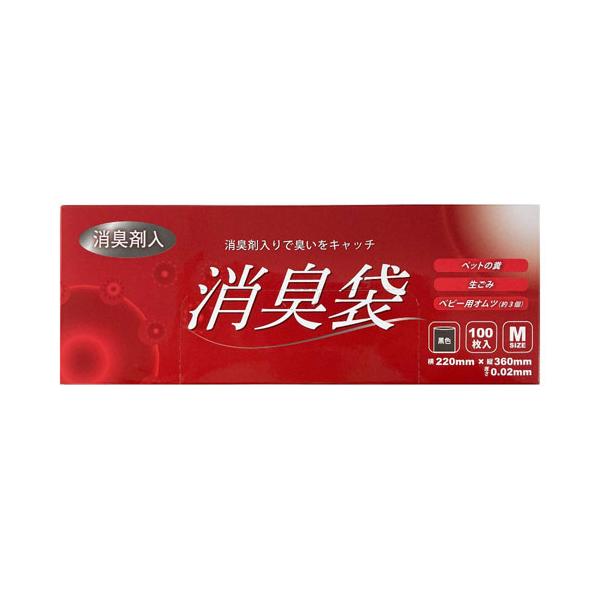 臭いをキャッチする消臭袋!■黒色のポリ袋です。■消臭剤入りで臭いを吸着します。■複数の臭いに消臭効果を発揮します。■中身が透けにくくなっています。■Mサイズ(子供用オムツ約3個)【仕様】サイズ：ヨコ220mm×タテ360mm×厚さ0.02m...