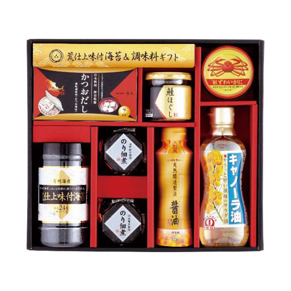 ▲商品の特性上、基本的にご返品を承ることが出来ません。何卒ご了承ください。（返品・キャンセル不可）さっくり食感、ふわっと舌溶けの荒仕上味付海苔と誰にでも喜ばれる、毎日の食卓に欠かせない和の詰合せ。■サイズ・内容味付のり(8切24枚)1個(P...