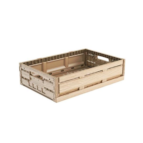 メーカー品番：6416間口×奥行×高さ(mm)：600×400×179容量(L)：36.6有効内寸幅×奥行×高さ(mm)：572×372×172折りたたみ時幅×奥行×高さ(mm)：600×400×35木箱のような外観で“とれたて感"を演出！...