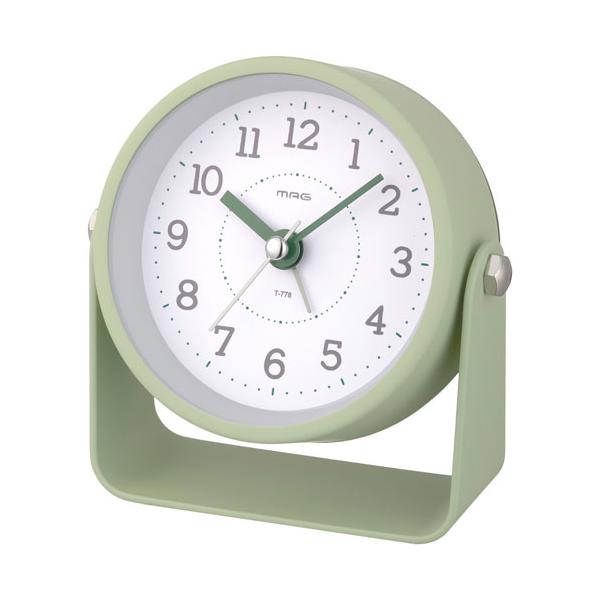 見やすい角度へ調整可能。秒針は滑らかに動きます。目覚まし時計として利用可能な電子音アラーム・スヌーズ付き。■商品情報商品サイズ：100x100x39mm重量：205g機能：連続秒針、電子音アラーム、スヌーズ、ライト、角度調整電源：単3形マン...