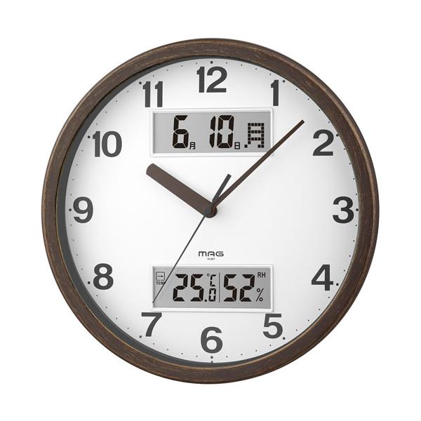 秒針は滑らかに動きます温度・湿度・カレンダー表示付き■商品情報商品サイズ：290x290x50mm重量：650g機能：連続秒針、カレンダー表示、温度/湿度表示電源：単3形マンガン乾電池x1,単3形アルカリ乾電池x2材質：枠/ABS樹脂, 風...