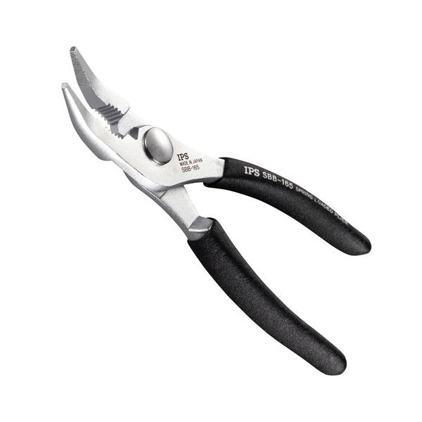 プライヤとラジオペンチの優れた点を凝縮した万能プライヤ。【用途】狭い箇所で、つかむ、まわす作業に。【機能・特徴】口開き2段階調節。特許バネ内蔵機構で連続作業にも最適。先端が細く曲がっているため狭い場所や細かい作業に最適。カッター部で釘や針金...