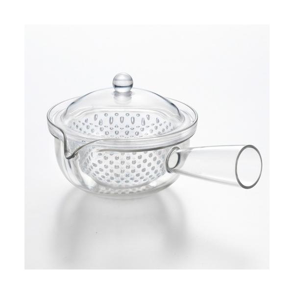 ヨコ手タイプの割れにくいクリアティーポット登場！持ちやすく、注ぎやすい。一人分にちょうどいいサイズ。食器洗い乾燥機対応。■ 製品サイズ(mm)170×127×86■ 製品重量(g)122■ 材質飽和ポリエステル樹脂（耐熱温度100℃／耐冷温...