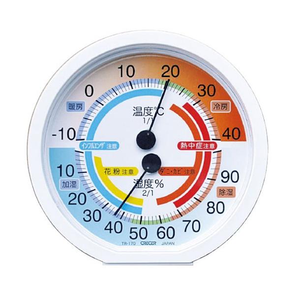 熱中症・インフルエンザ注意・花粉・ダニ、カビの注意範囲目安を温度・湿度別に色ラインで表示。壁掛け、卓上両用です。【仕様】12×3×11.7cmABS樹脂壁掛け、卓上両用日本製【箱サイズ】14.5×3.8×18cm(ヘッダー付スライドブリスタ...