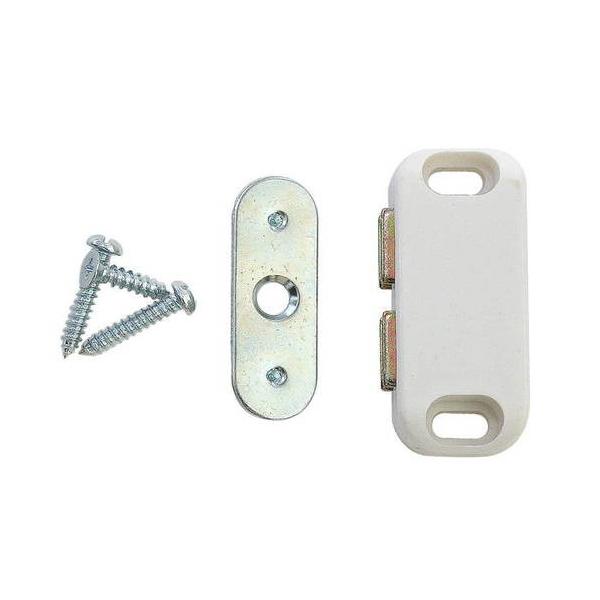 家具の扉などをマグネットでキャッチします。家具・タンスの補修交換部品家具の組立・補修等。マグネットを使って扉などを保持する金具です。■材質：プラスチック■入数：1■サイズ：M■カラー：白hilogik / はいろじっく