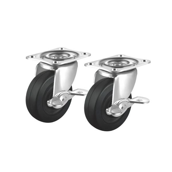 汎用キャスター用ゴム車輪、プレート式ストッパー付き自在車キャスター。■互換性の高い汎用キャスターで、規格に合う台車用キャスターとして、交換対応が可能です。■車輪径が75mmで、ゴム素材のキャスターを採用しています。■弾力性があり、なめらかな...