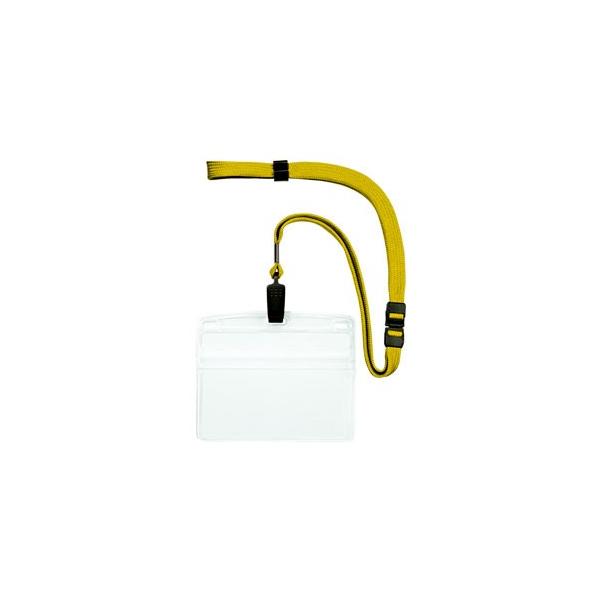 ■ 入数： 1枚■ 本体色(軸色)： 黄■ 外寸： 縦91×横108mm■ 収容寸法： 縦69×横97mm■ ひも長： 90cm■ ひも幅： 約10mm■ 材質： ケース＝再生ポリオレフィン，ひも＝再生PET，クリップ＝再生PCオープン工業...