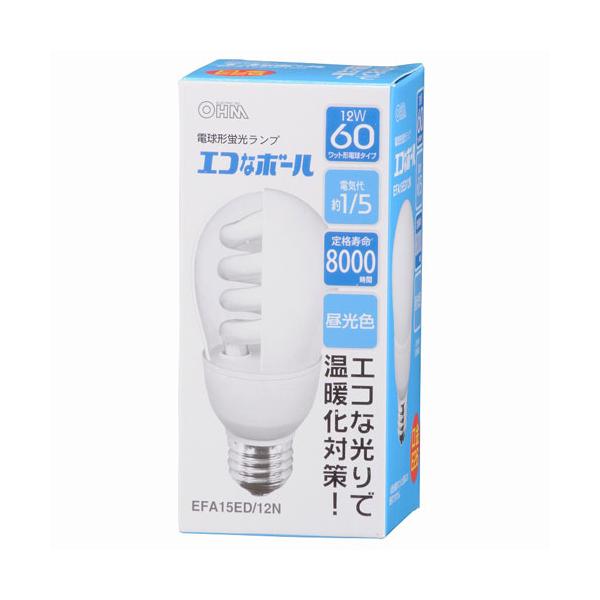 【特長】● 一般球(口金E26)がついている器具にそのまま使用できる電球形蛍光灯です。● 消費電力12Wで60W白熱電球相当の明るさ【仕様】■ 口金：E26■ 寸法：外径55mm、全長117mm■ 質量：80g■ 定格消費電力：12W■ 定...
