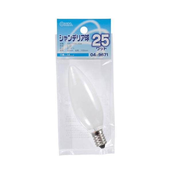 【仕様】口金：E14定格：100/110V-25W形状：C-32仕上：ホワイトサイズ：直径32mm×全高100mmオーム電機 / おーむでんき / OHM
