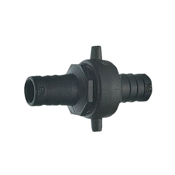 特徴：ホースどうしを連結。ホースをつないだまま、中央のネジで着脱が可能。材質 ポリアミド商品番号：90101000