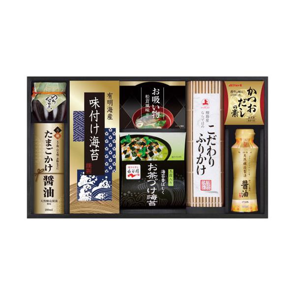 ▲商品の特性上、基本的にご返品を承ることが出来ません。何卒ご了承ください。（返品・キャンセル不可）食卓を彩る和の詰合せです。■サイズ・内容島の香のり佃煮80g×1瓶・有明海産味付海苔(3切6枚)・永谷園お吸いもの松茸風味(2.3g×4袋)・...