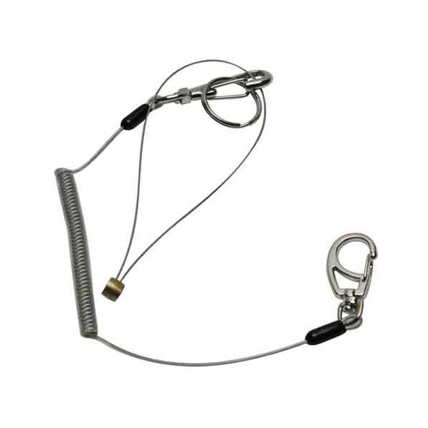 耐久性、伸縮性抜群の落下防止、紛失防止用安全コードです。ステンレスワイヤーとウレタンコードを一体成型で丈夫です。【用途】工具などの落下防止、紛失防止。【機能・特徴】最大使用荷重0.5kgまでの重量に使用可能です。最大伸長1050mm、自然長...