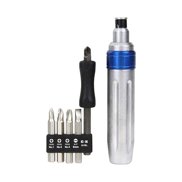 強力な回転力で、なめて溝が潰れたネジも回します。【用途】ネジ溝のつぶれたネジの取り外し。【機能】ハンマーの衝撃を回転力に変え、固く締まったネジの緩め作業が可能です。なめて溝が潰れたネジを取り外す専用ビット付、ハンマーで叩いて新たな溝を作りネ...