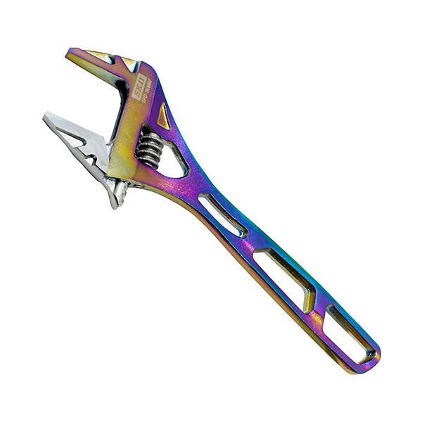 虹のように様々な色が調和し、華やかさと鮮やかさが融合した神秘的な美しさが特徴的な虹色チタンコーティングを採用しました。■六角ボルト・ナットの締付け、緩め作業。■幅厚ハンドルは力を掛けても手への当たりが優しく、作業中の安定感も抜群です。■口を...