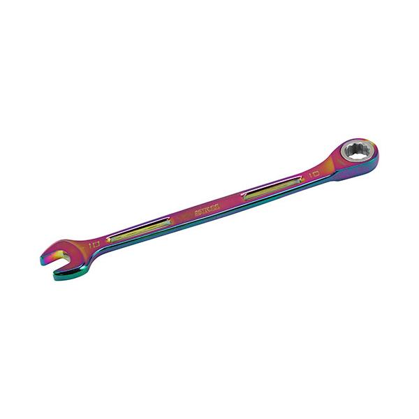 虹のように様々な色が調和し、華やかさと鮮やかさが融合した神秘的な美しさが特徴的な虹色チタンコーティングを採用しました。【用途】六角ボルト・ナットの締め付け、緩め作業。【機能】細やかで滑らかな操作性の72山ギアを搭載、レンチの振り幅が制限され...