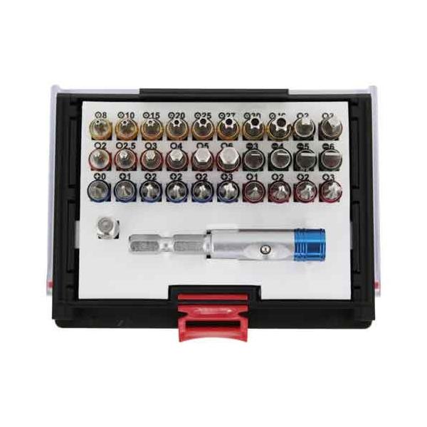 一家に一セットあれば非常に便利なビットセットで、品質・仕様ともにワンランク上です。【商品サイズ】幅12×高さ88×奥行43mm 重量340g【用途】様々なネジの締付け作業。【機能・特徴】きれいなアルミカラーリングがついているので、ビットの種...