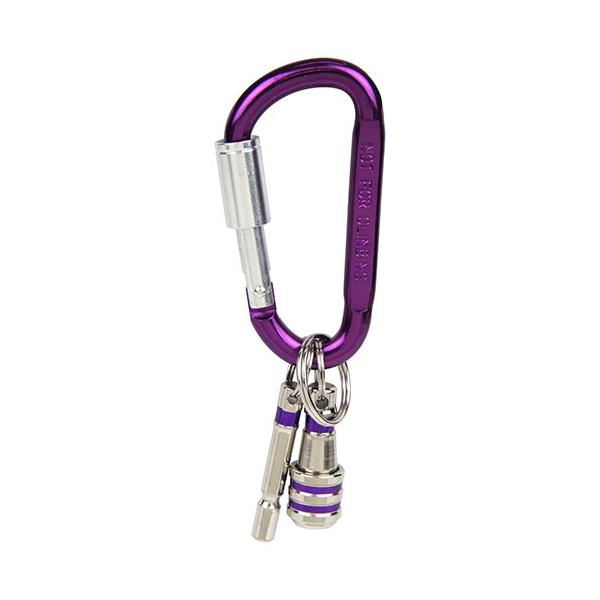 先端工具およびキー等をまとめてホールドできるセットです。■先端工具、キー等の落下防止。■ネジ式ロック付カラビナ小を採用しているので、不意の脱落防止はもちろん、取付ける場所も選びません。■スライド脱着で取替が簡単です。【仕様】カラー：パープル...