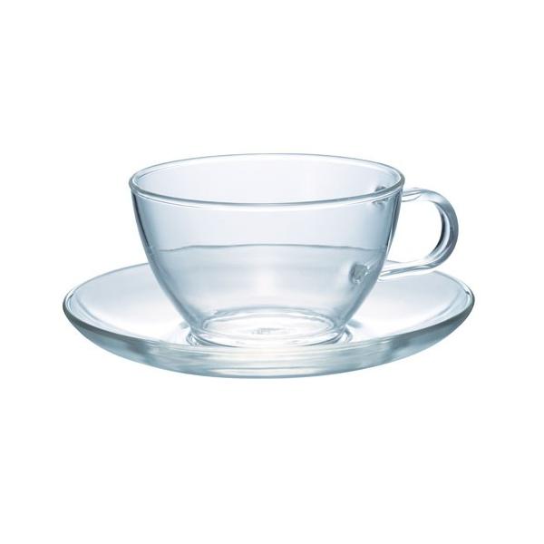 耐熱ガラスなので、レンジで温め直しができます。オール耐熱ガラス製で透明感のあるカップ＆ソーサーです。満水容量： 230ml商品寸法(mm)： 幅115×奥行93×高55重量(kg)： 0.4日本製ハリオ / はりお / HARIO