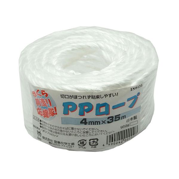 【色】白【サイズ】幅(mm)：4長さ(m)：35【材質】ポリプロピレン【注意】・可燃物ですので火のそばに置かないでください。・幼児や子供の手の届かないところに保管してください。・製品の保管は直射日光を避け涼しいところにおいてください。みやじ...