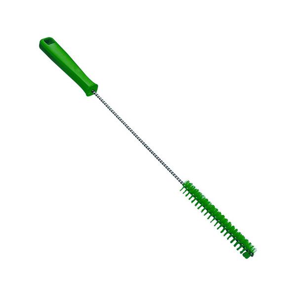 ●チューブや容器の内面、器具の細かい隙間の洗浄に最適。【仕様】ブラシサイズ(mm)：20×150全長(mm)：500材質：芯部：ステンレス、グリップ部：ポリプロピレン、毛：PBT耐熱温度：130℃