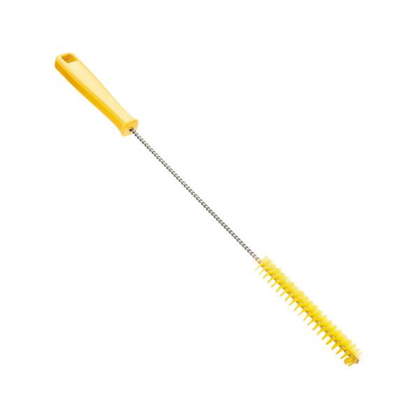●チューブや容器の内面、器具の細かい隙間の洗浄に最適。【仕様】ブラシサイズ(mm)：20×150全長(mm)：500材質：芯部：ステンレス、グリップ部：ポリプロピレン、毛：PBT耐熱温度：130℃