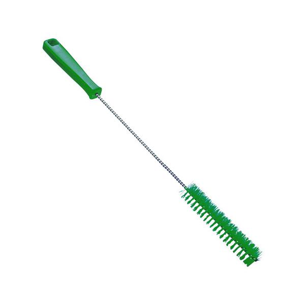 ●チューブや容器の内面、器具の細かい隙間の洗浄に最適。【仕様】ブラシサイズ(mm)：30×150全長(mm)：500材質：芯部：ステンレス、グリップ部：ポリプロピレン、毛：PBT耐熱温度：130℃
