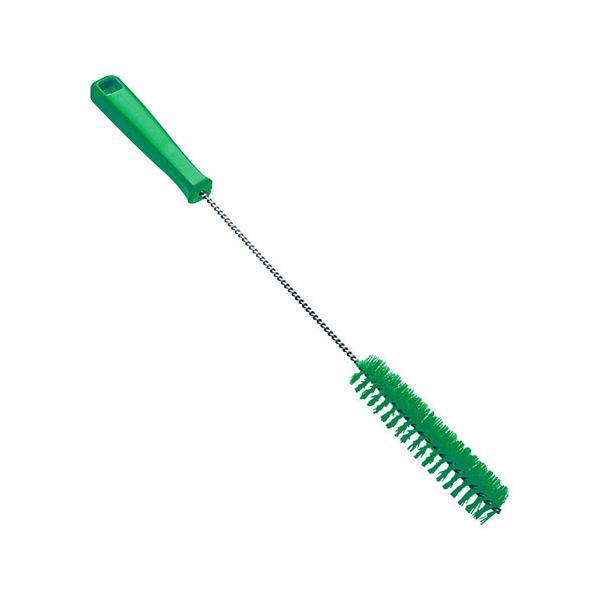 ●チューブや容器の内面、器具の細かい隙間の洗浄に最適。【仕様】ブラシサイズ(mm)：50×150全長(mm)：500材質：芯部：ステンレス、グリップ部：ポリプロピレン、毛：PBT耐熱温度：130℃