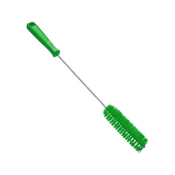 ●チューブや容器の内面、器具の細かい隙間の洗浄に最適。【仕様】ブラシサイズ(mm)：60×150全長(mm)：500材質：芯部：ステンレス、グリップ部：ポリプロピレン、毛：PBT耐熱温度：130℃