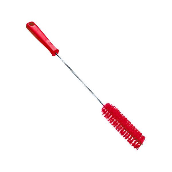 ●チューブや容器の内面、器具の細かい隙間の洗浄に最適。【仕様】ブラシサイズ(mm)：60×150全長(mm)：500材質：芯部：ステンレス、グリップ部：ポリプロピレン、毛：PBT耐熱温度：130℃