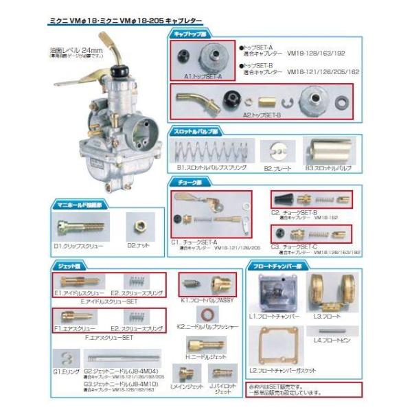 ※詳細な出荷時期はご注文後にメールでご案内します。■適合車種ミクニ VMΦ18　キャブレター　ミクニ VMΦ18　キャブレター   ■商品番号401-0600300■商品概要A1.トップセット-A(401-0600581)※適合：VM18-...