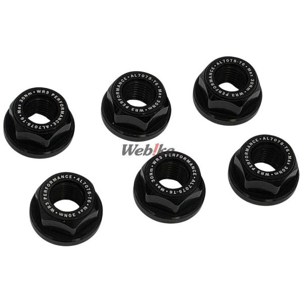 ※詳細な出荷時期はご注文後にメールでご案内します。■商品番号WR3-Sprocket-Nut-Universal-M10-BK■商品概要材質：7075-T6アルミ入数：6個.サイズ：M10×P1.25